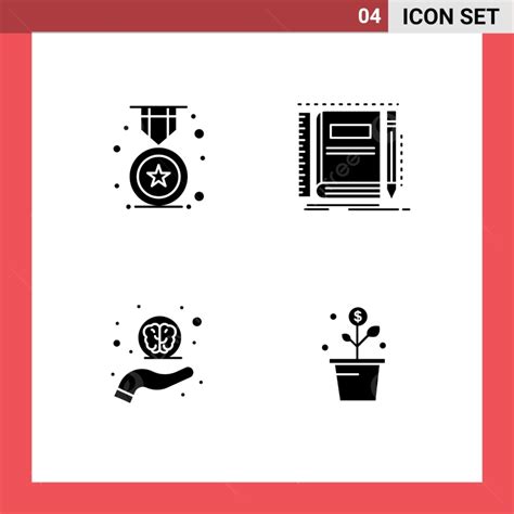 Glyph Vector Hd Images Set Of 4 Vector Solid Glyphs On Grid For Award Elements Neuro School