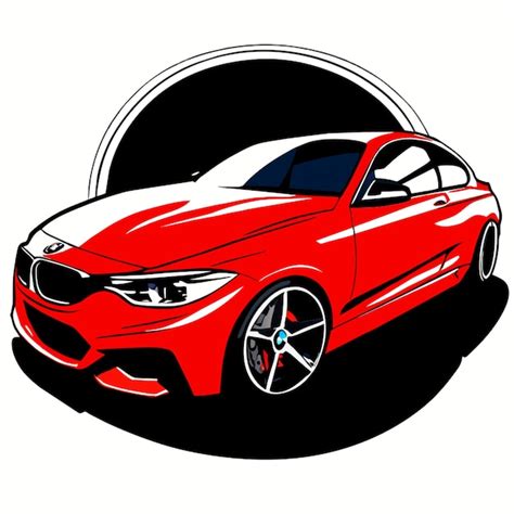 분리된 배경 터 일러스트레이션에서 Bmw 만화를 그리는 손 프리미엄 Ai 생성 벡터