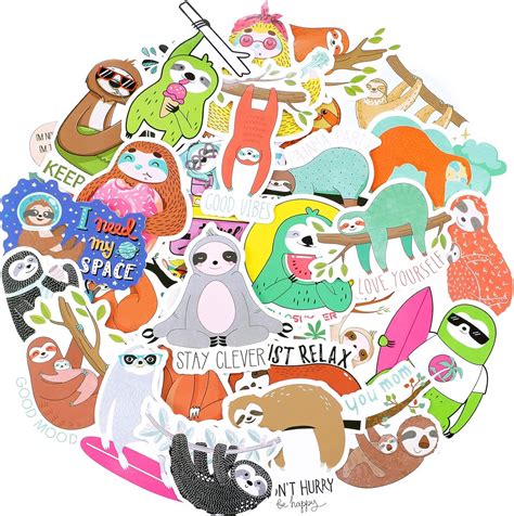 Zonon 100 Pcs Sloth Stickers For Water Bottle Sloth Party
