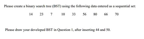 Solved Please Create A Binary Search Tree Bst Using The Following