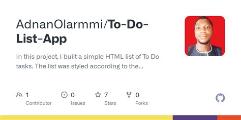 Github Adnanolarmmito Do List App In This Project I Built A Simple Html List Of To Do Tasks