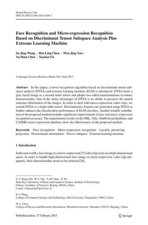 Pdf Face Recognition And Micro Expression Recognition Based On