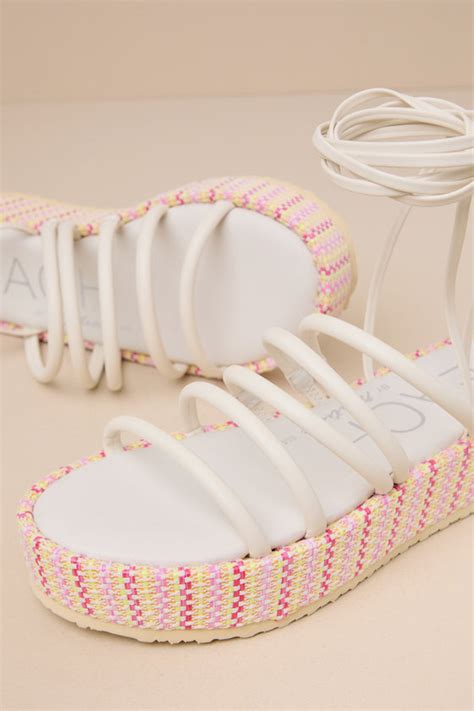 Beach By Matisse Ivory Multi Woven Sandals Lace Up Sandals Lulus