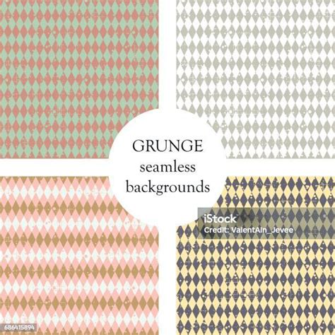 원활한 벡터 패턴의 집합입니다 마름모와 형상 체크 무늬 배경입니다 교육 생 균열 및 Ambrosia Grunge 텍스처입니다 오래 된 스타일 빈티지 디자인입니다 그래픽