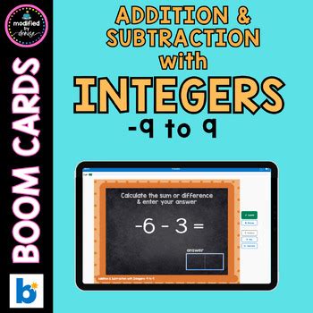 Addition And Subtraction With Integers To By Modified By Denise