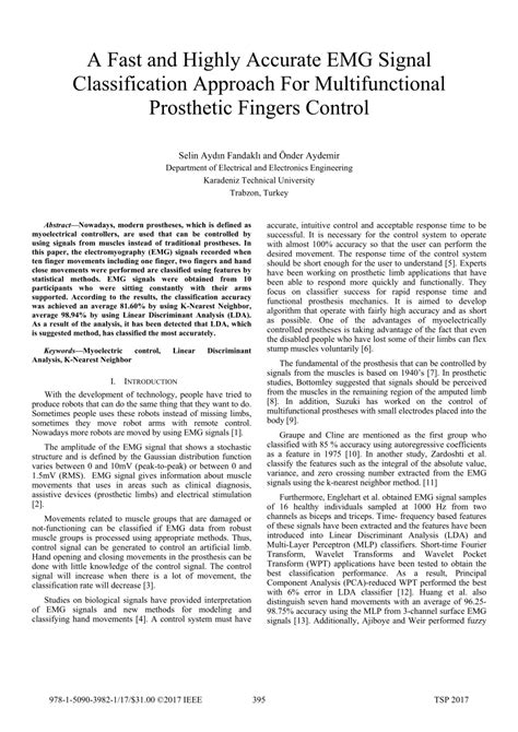 Pdf A Fast And Highly Accurate Emg Signal Classification Approach For Multifunctional