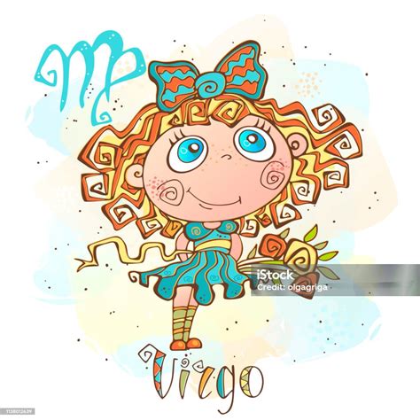 어린이 별자리 아이콘입니다 아이 들을 위한 조디악 처녀 자리 서명 벡터 만화 캐릭터와 같은 점성술 기호입니다 귀여운에 대한 스톡 벡터 아트 및 기타 이미지 Istock