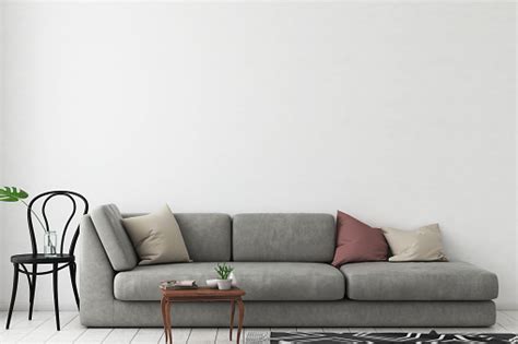 벽은 거실에서 조롱 스칸디나비아 인테리어 3d 렌더링 3d 일러스트레이션 0명에 대한 스톡 사진 및 기타 이미지 0명 3차원 형태 가구 Istock