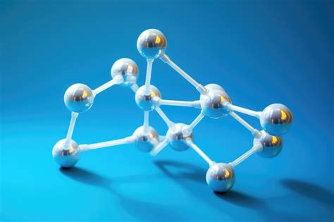 Generated Illustration Of Blue Molecule Atoms Structures On Blue Liquid