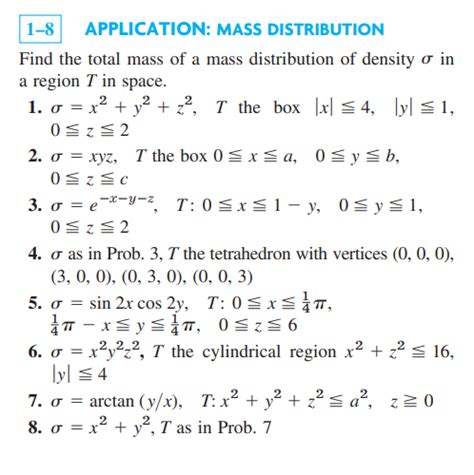 Solved Find The Total Mass Of A Mass Distribution Of Density