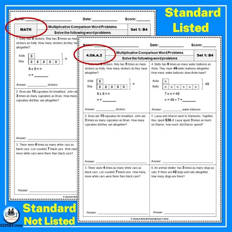 Multiplicative Comparison Problems Worksheets And Task Cards Worksheets Library