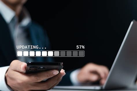 Premium Photo Businessman Downloading And Installing Update Process Software Updates Or