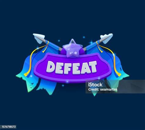 패배 게임 배지 또는 방패 Ui 아케이드 최종 배너 Brand Name Video Game에 대한 스톡 벡터 아트 및 기타 이미지 Brand Name Video Game