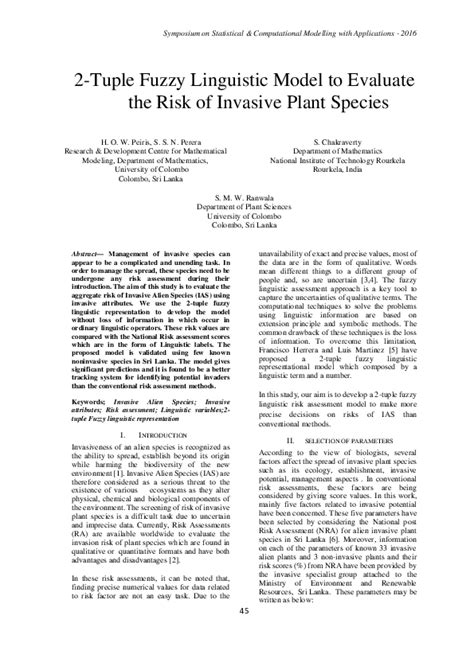 Pdf 2 Tuple Fuzzy Linguistic Model To Evaluate The Risk Of Invasive
