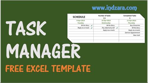 Task Manager Free Excel Template YouTube
