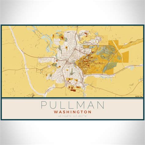 Pullman Washington Map Print In Woodblock — Jace Maps