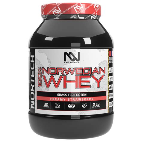 100 Whey Protein 2 Lb 908g Creamy Strawberry Nortech Nutrition