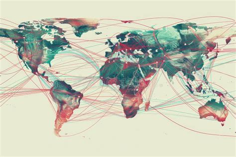 Global Map With Interconnected Lines Illustrate A World Map With Interconnected Lines