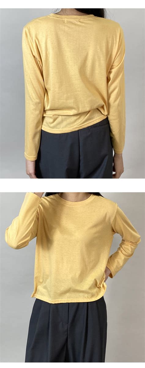 유어피팅룸 [자체제작] 부드러운 면 100 세미 크롭 기본 긴팔 티셔츠 이너 레이어드 티