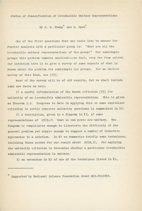 Pdf Status Of Classification Of Irreducible Unitary Representations