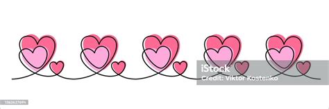 흰색 배경에 고립 된 하트의 연속 한 줄 그리기 배너 발렌타인 결혼식 템플릿 포스터에 대한 Eps10 벡터 일러스트레이션 하트 아이콘의 검은 얇은 선 이미지 결혼식에 대한