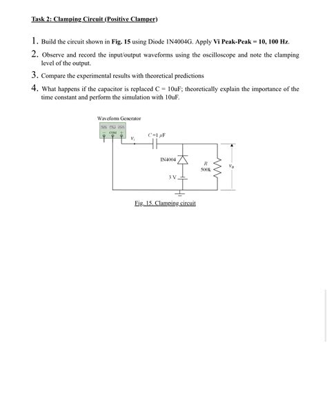 solved task 2 clamping circuit positive clamper 1 build