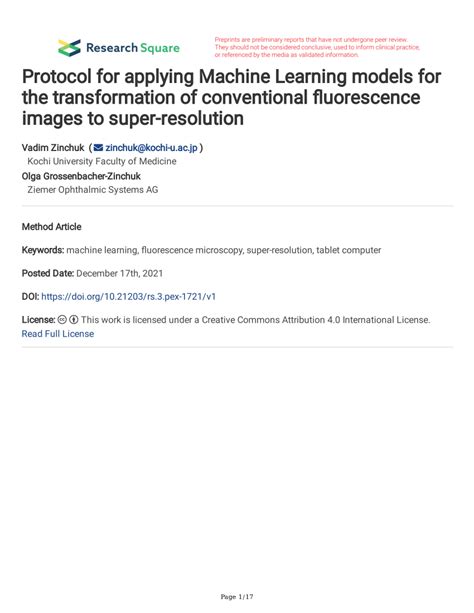 Pdf Protocol For Applying Machine Learning Models For The Transformation Of Conventional