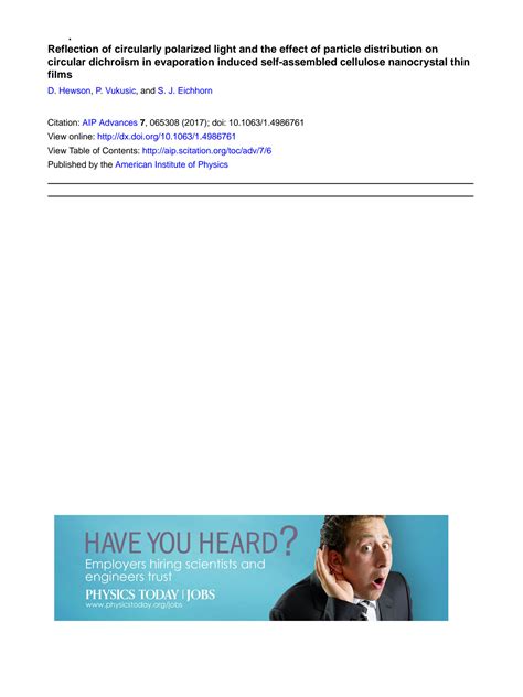Solution Reflection Of Circularly Polarized Light And The Effect Of Particle Distribution On