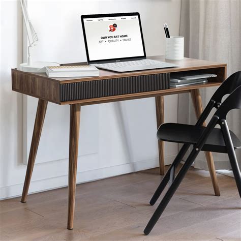 Artswish Office Desk Mid Century Modern Desk Writing Desk With Drawer
