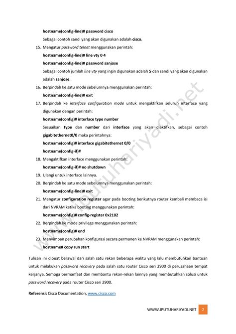 Password Recovery Untuk Cisco 2900 Integrated Service Router Isr