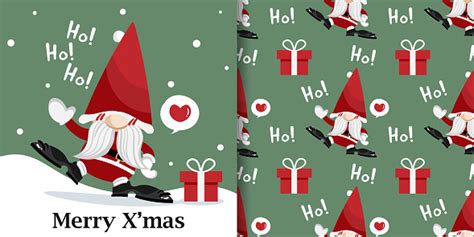 메리 크리스마스 크리스마스 시즌 배너 메리 크리스마스 텍스트와 산타 클로스의 원활한 패턴과 눈 송이 가 떨어지는 배경에 텍스트 상자에 호 텍스트와 심장 모양과 눈 바닥에