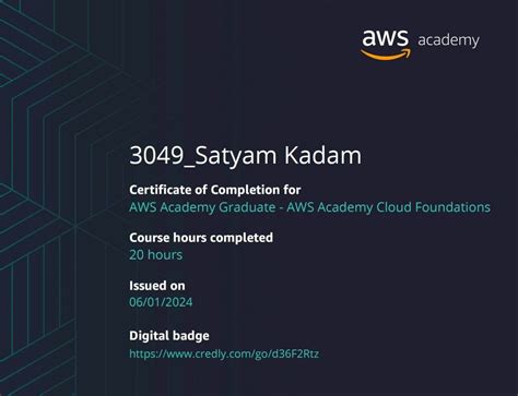 Satyam Kadam On Linkedin Certified Aws