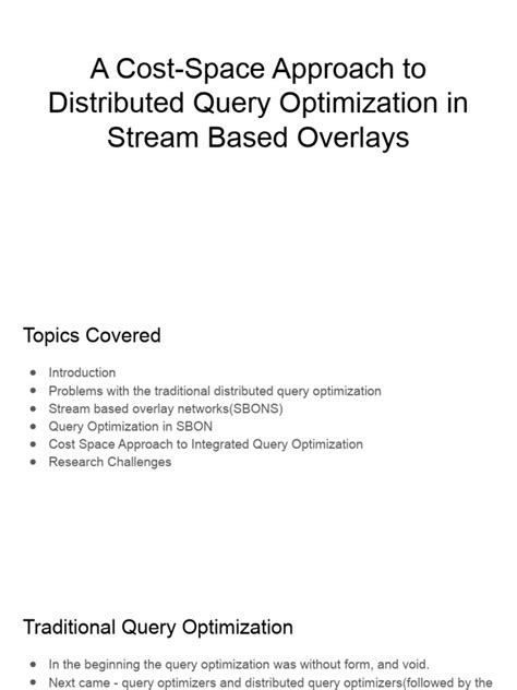 a cost space approach to distributed query optimization in stream based