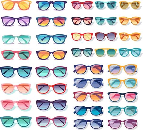 Groovy Sunglasses Set Vector Illustration Premium Vector