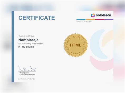 Html5 Webdevelopment Sololearn Nambiraaja Thambidurai