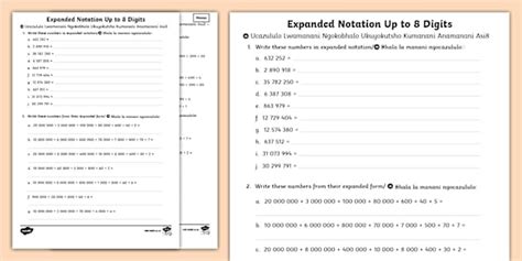Expanded Notation Up To 9 Digits Isixhosa Teacher Made
