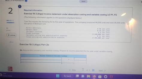Solved Required Information Exercise 19 3 Algo Income