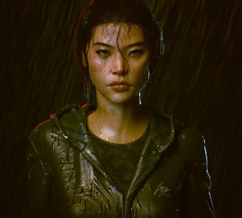 D建模学习参考雨中女人 哔哩哔哩