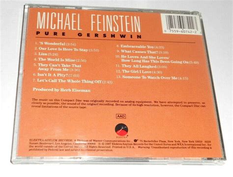 Pure Gershwin By Michael Feinstein Cd 1985 Elektra Ln 75596074223 Ebay