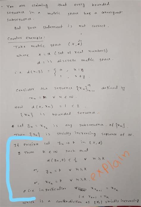 Solved Are You Claiming That Every Bounded Sequence Metric