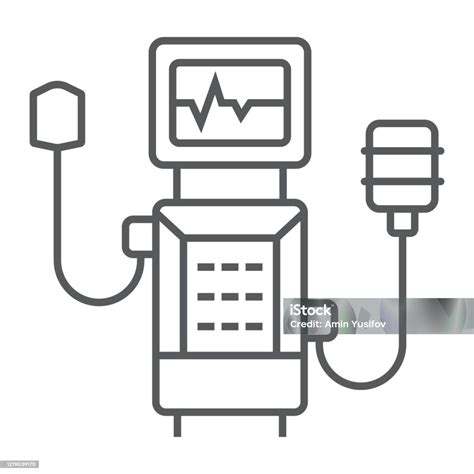 의료 용 인공 호흡기 얇은 라인 아이콘 호흡 및 건강 산소 기호 벡터 그래픽 흰색 배경에 선형 아이콘 Eps 10 산소 호흡기에 대한 스톡 벡터 아트 및 기타 이미지