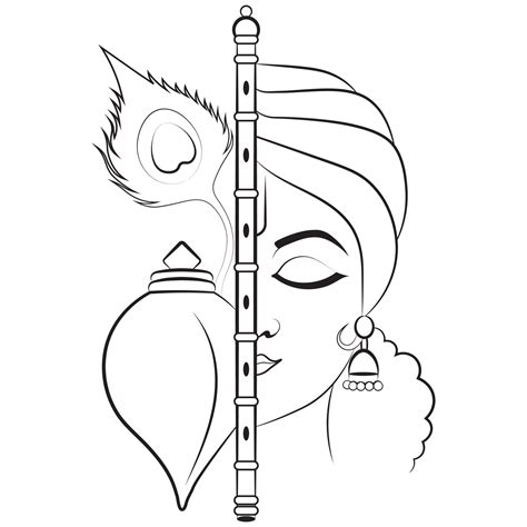 Download Krishna Ji Line Art Vector Illustration For Free Line Art