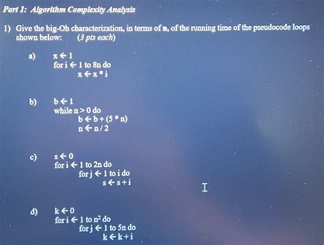 Solved Part 1 Algorithm Conglexiyy Annysyis 1 Give The