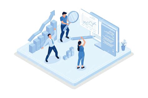 빅 데이터 및 클라우드 컴퓨팅 실행 가능한 데이터 개념 아이소메트릭 벡터 현대 그림 프리미엄 벡터