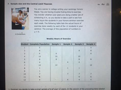 Solved Sample Size And The Central Limit Theorem Aa Aa Chegg Com