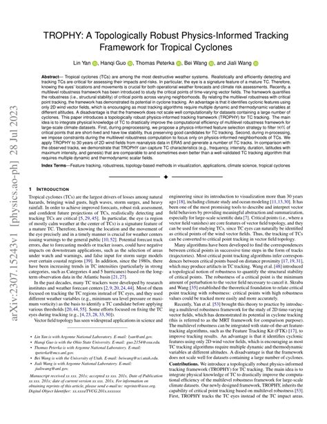 Pdf Trophy A Topologically Robust Physics Informed Tracking