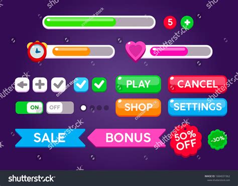 Game Ui Set Complete Elements Graphical Stock Vector Royalty Free 1684031962 Shutterstock