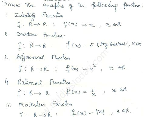 Cbse Class 11 Mathematics Graph Of Functions Assignment Set A