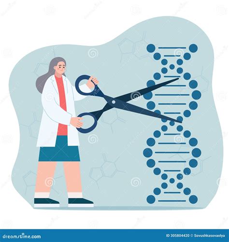 Female Scientist Engaged In Dna Helix Sequencing Stock Illustration Illustration Of