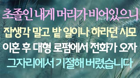 초졸인 내가 머리가 비어있으니 잡생각하지 말고 밭일이나 하라고 하던 시어머니의 말이 이혼 후 대형 로펌에서 전화가 오자마자 나를 기절하게 만들었습니다 Youtube